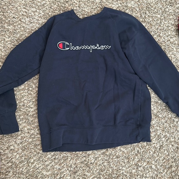 Champion | Tops | Navy Blue Champion Crew Neck | Poshmark